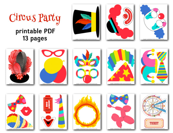 Circus Photo Booth Props Printable