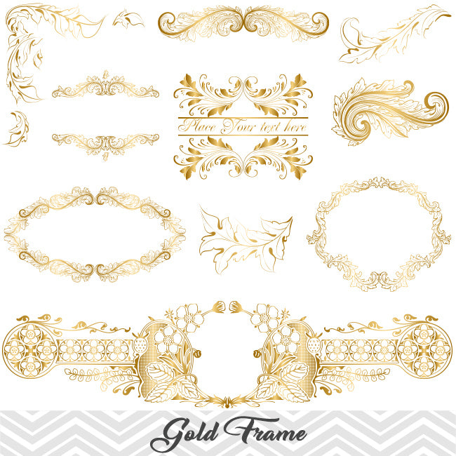 Golden Frame Border Clip Art, Gold Flourish Swirl, Scrapbook ...