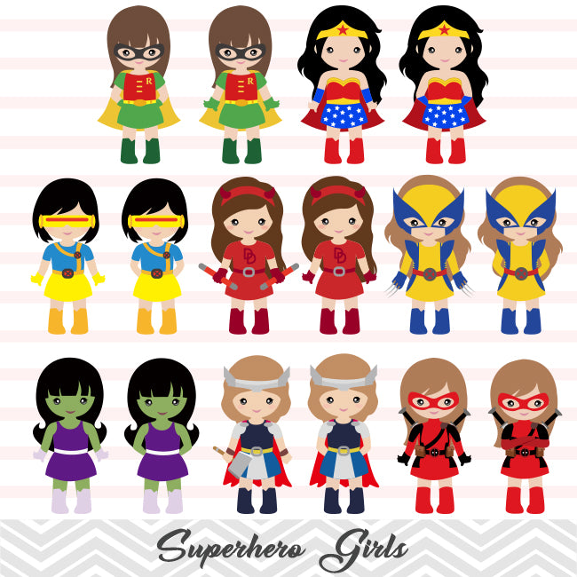 32 Little Girl Superher Digital Clip Art, Avengers Clip Art – Tracy ...