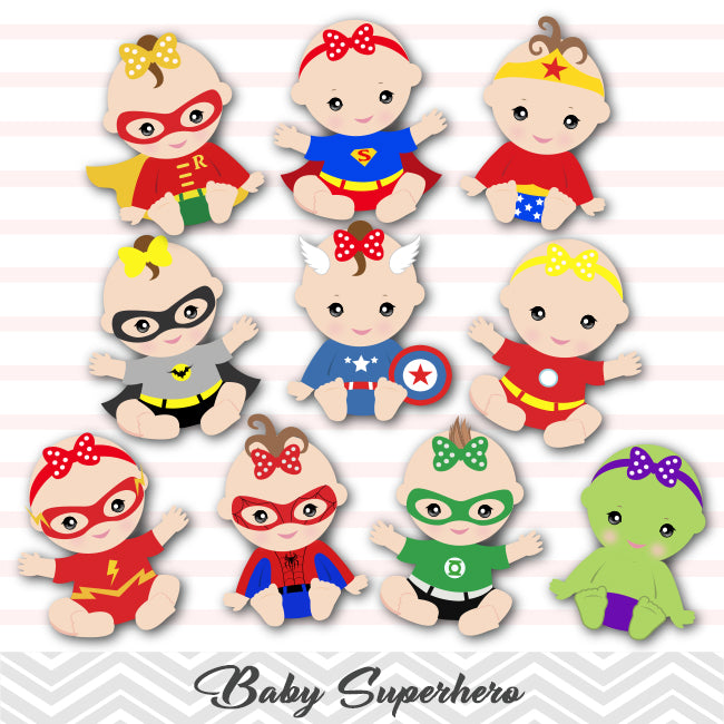Superhero Baby Girls Clip Art, Baby Girl Superhero Clipart, 00230 ...