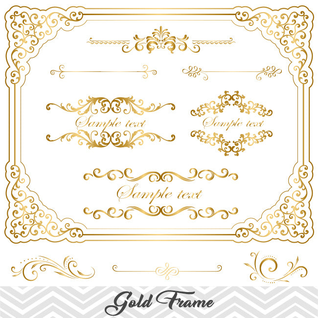 Golden Frame Border Clip Art, Gold Flourish Swirl, Scrapbook ...