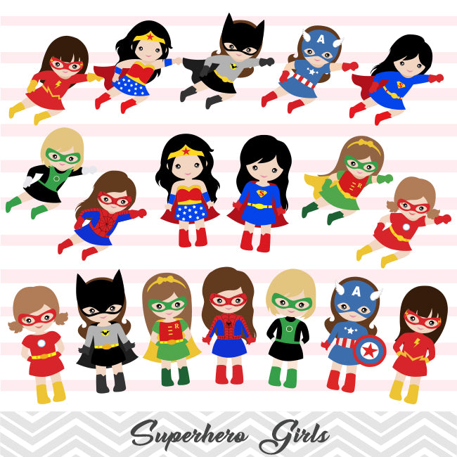 27 Superhero Girls Digital Clip Art, Avengers Clip Art – Tracy Digital ...