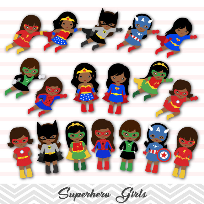 27 African American Superhero Girls Digital Clip Art – Tracy Digital Design