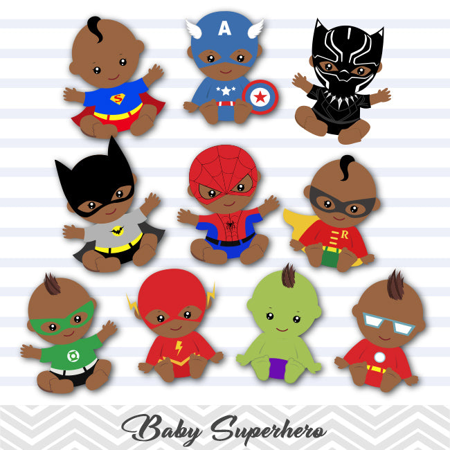 20 African American Superhero Baby Boys Clip Art, Baby Boy Marvel Clip ...