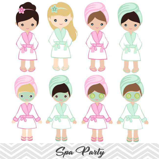 Spa Girls Digital Clip Art, Girls Spa Party Clipart, 00182 – Tracy ...