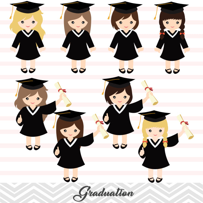Graduation Girls Clip Art, Girls Graduate, Preschool Kindergarten ...