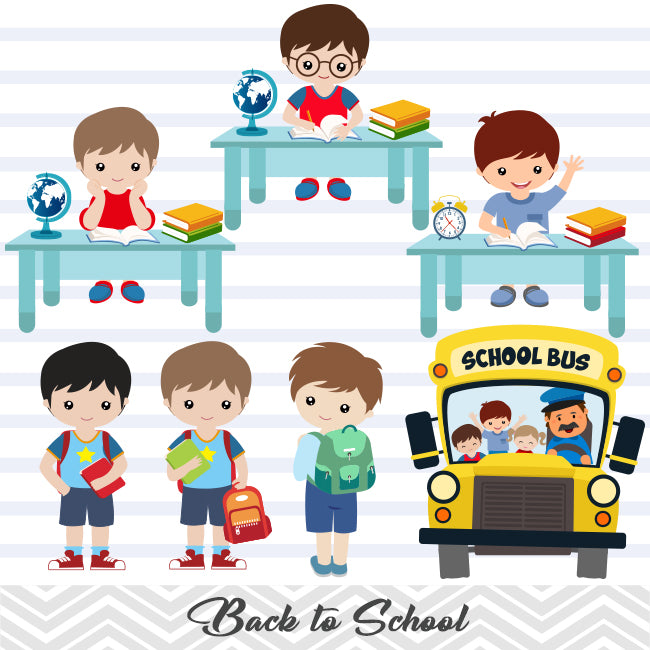 Kids Going To School Clipart