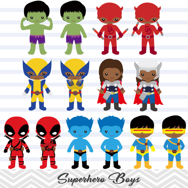30 African American Little Boy Superher Digital Clip Art, Avengers Clip ...