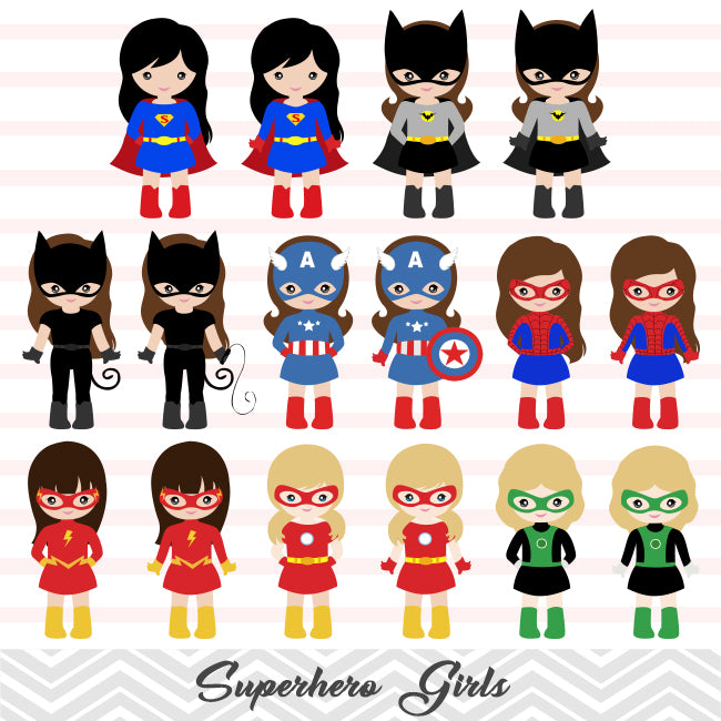 32 Little Girl Superher Digital Clip Art, Avengers Clip Art – Tracy ...