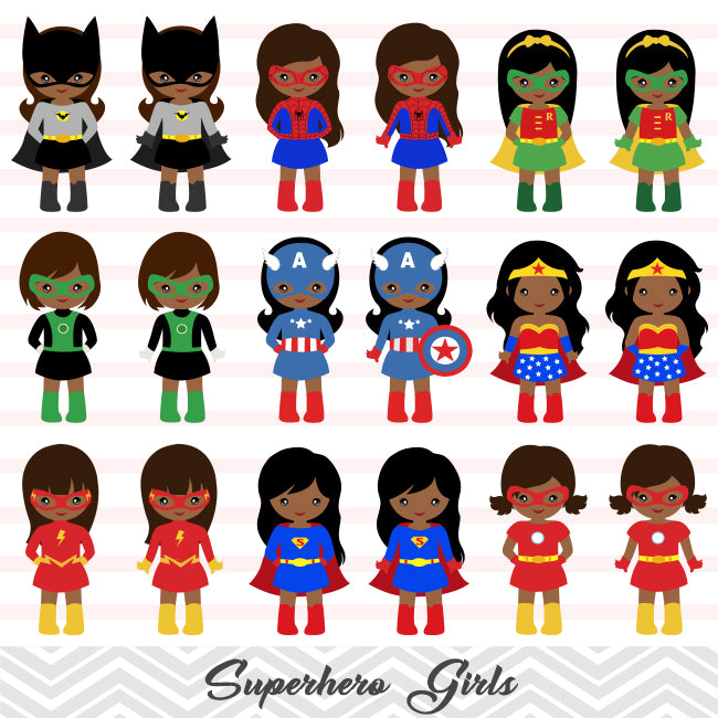 27 African American Superhero Girls Digital Clip Art – Tracy Digital Design