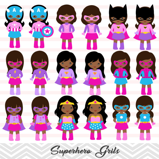 27 African American Superhero Girl Digital Clip Art, Avengers Clip Art ...