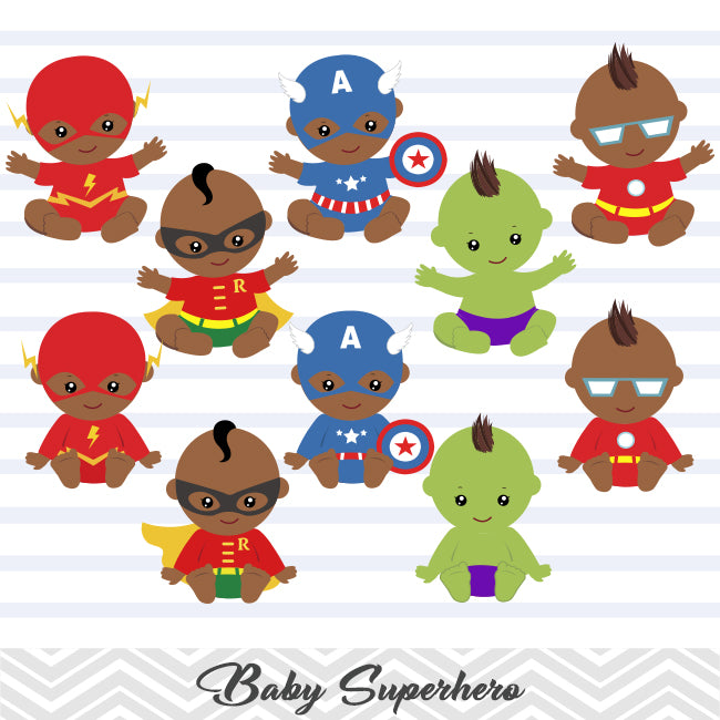 20 African American Superhero Baby Boys Clip Art, Baby Boy Marvel Clip ...