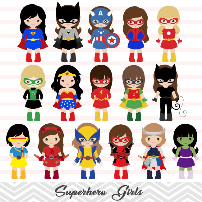 32 Little Girl Superher Digital Clip Art, Avengers Clip Art – Tracy ...