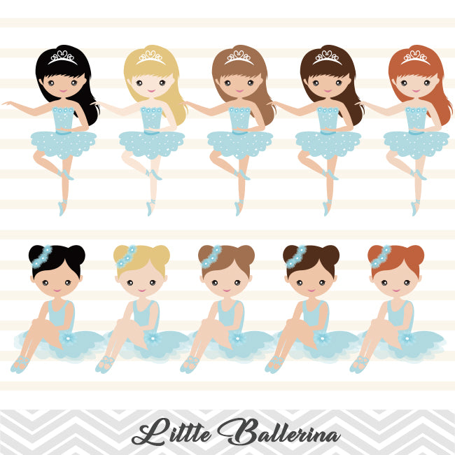 Blue Ballerina Digital Clip Art, Ballet Dancer Girls – Tracy Digital Design