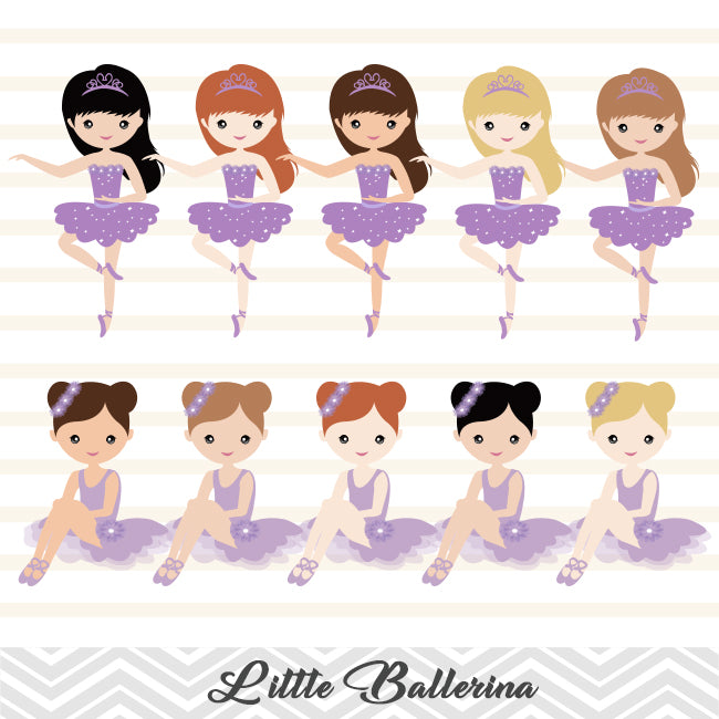 Purple Ballerina Digital Clip Art, Ballet Dancer Girls – Tracy Digital ...