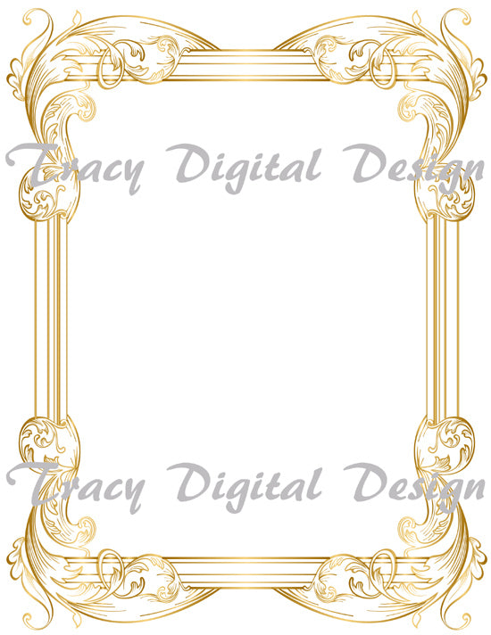 8 Gold Digital Full Page Border Clip Art, Full Page Border Clipart ...