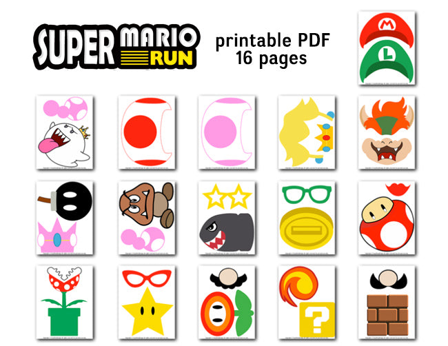 Printable Super Mario Photo Booth Props – Tracy Digital Design