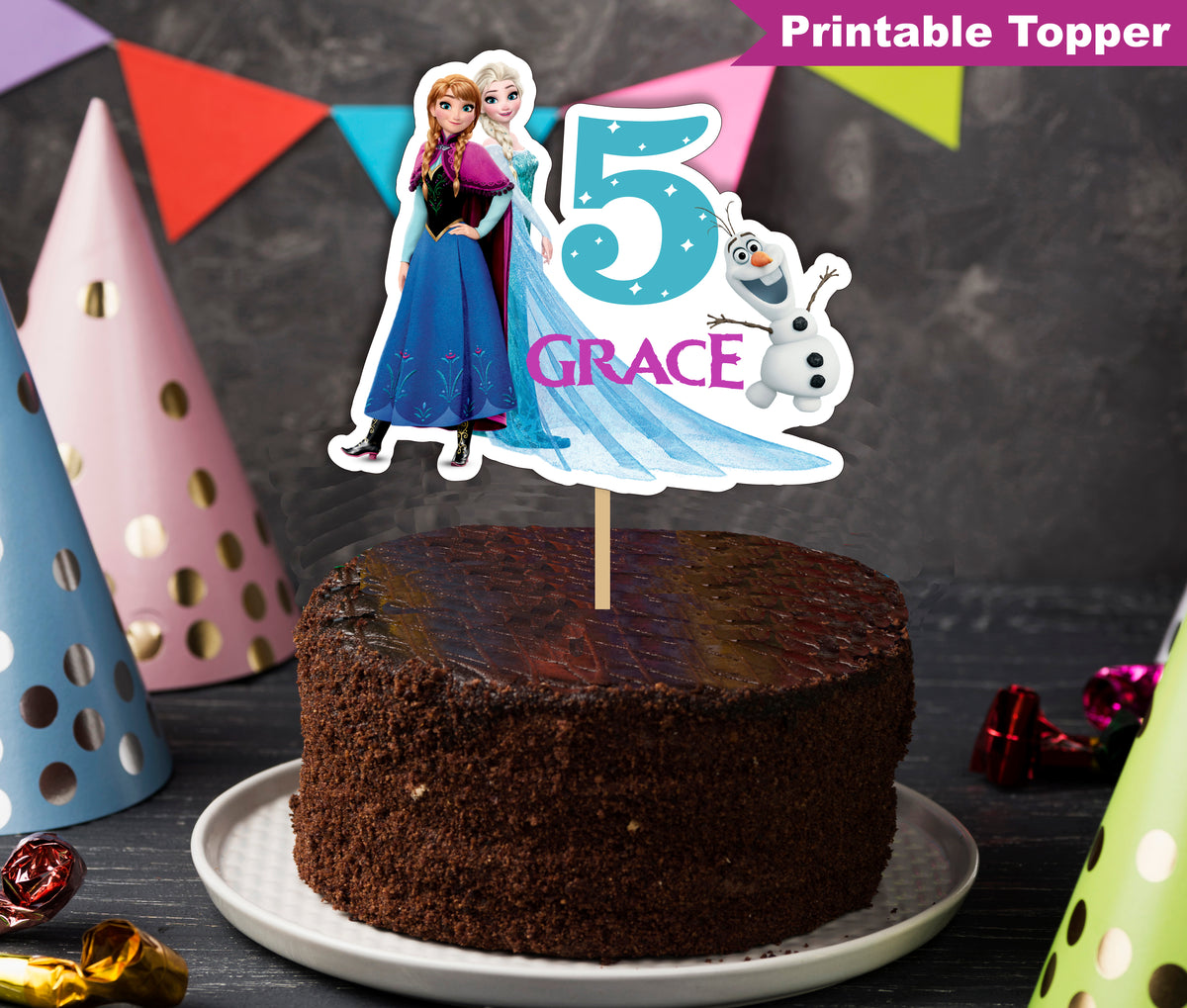 Printable Frozen Birthday Cake Topper Personalized Frozen Anna Elsa ...
