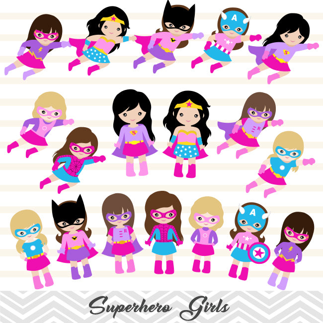 27 Superhero Girls Digital Clip Art, Avengers Clip Art – Tracy Digital ...
