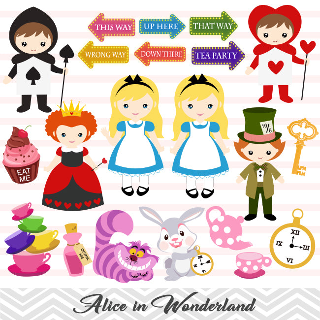 Alice in Wonderland Digital Clipart, Alice in Wonderland Clip Art ...