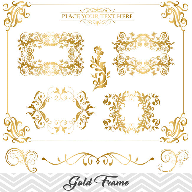 Gold Frame Border Clipart, Flourish Swirl Frame Clip Art, Scrapbook ...