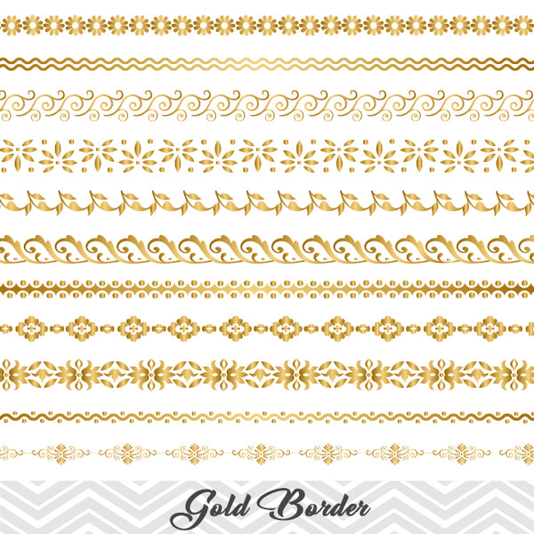 Golden Border Clip Art, Gold Flourish Swirl Border, Scrapbook ...