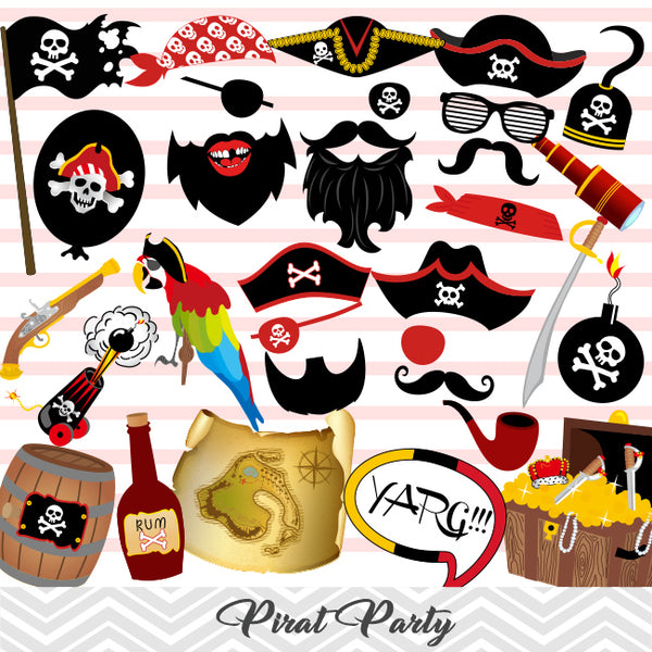 Pirate Photo Booth Props, Printable Pirate Party Photo Booth Props ...