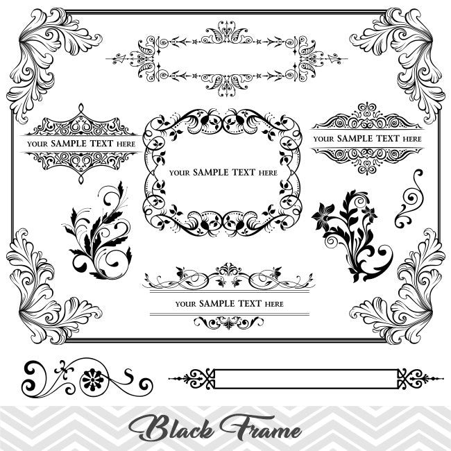 Black Frame Border Clip Art, Flourish Swirl, Vintage Frame Scrapbook ...