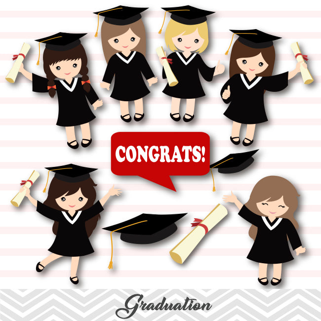 Graduation Girls Clip Art, Girls Graduate, Preschool Kindergarten ...
