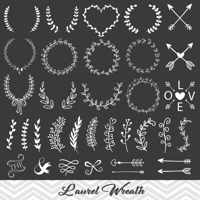 Chalkboard Laurel Wreath Leaf Clipart, Laurel Wreath Clip Art ...