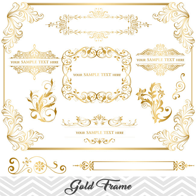 Golden Frame Border Clip Art, Gold Flourish Swirl, Scrapbook ...