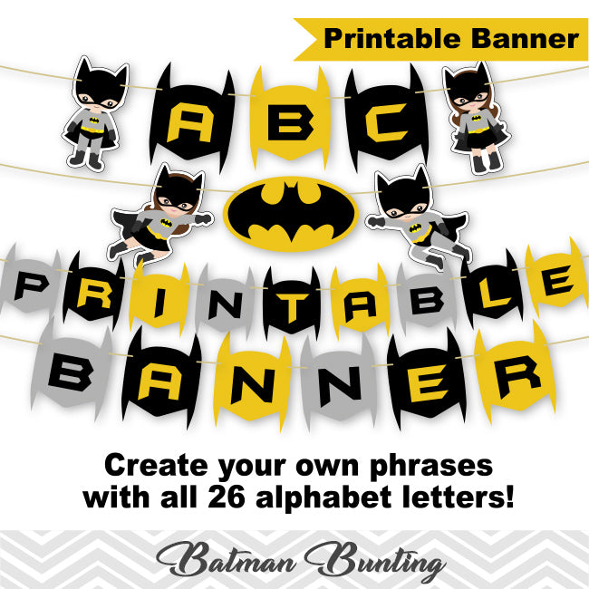 Printable Batman Banner, Digital Batman Bunting, Printable Superhero P ...