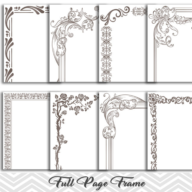 8 Grey Digital Full Page Border Clip Art, Full Page Border Clipart ...