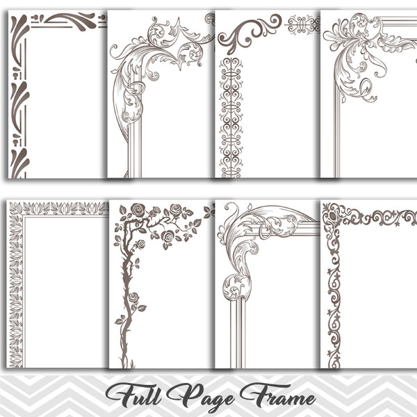 8 Grey Digital Full Page Border Clip Art, Full Page Border Clipart ...