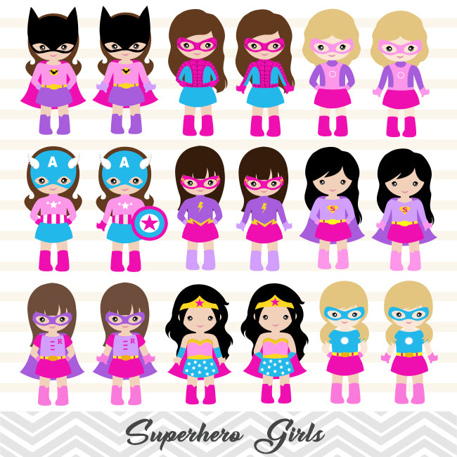 27 Superhero Girls Digital Clip Art, Avengers Clip Art – Tracy Digital ...