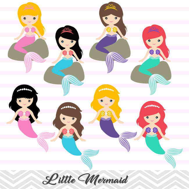 Little Mermaid Digital Clip Art, Mermaid Princess Clipart, 00188 ...