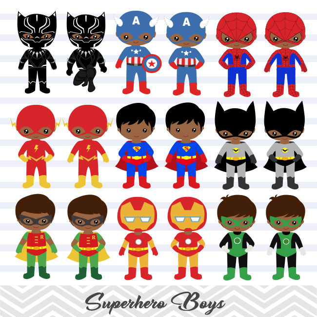 African American Superhero Boys Digital Clip Art, Avengers Clip Art ...