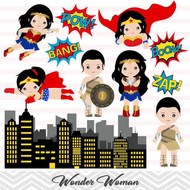 Wonder Woman Digital Clip Art, Superhero Clipart, 0148 – Tracy Digital ...
