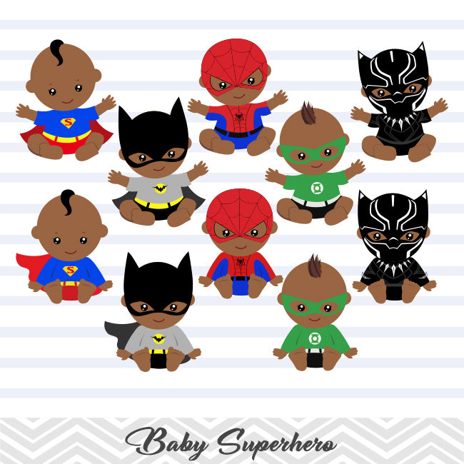 20 African American Superhero Baby Boys Clip Art, Baby Boy Marvel Clip ...