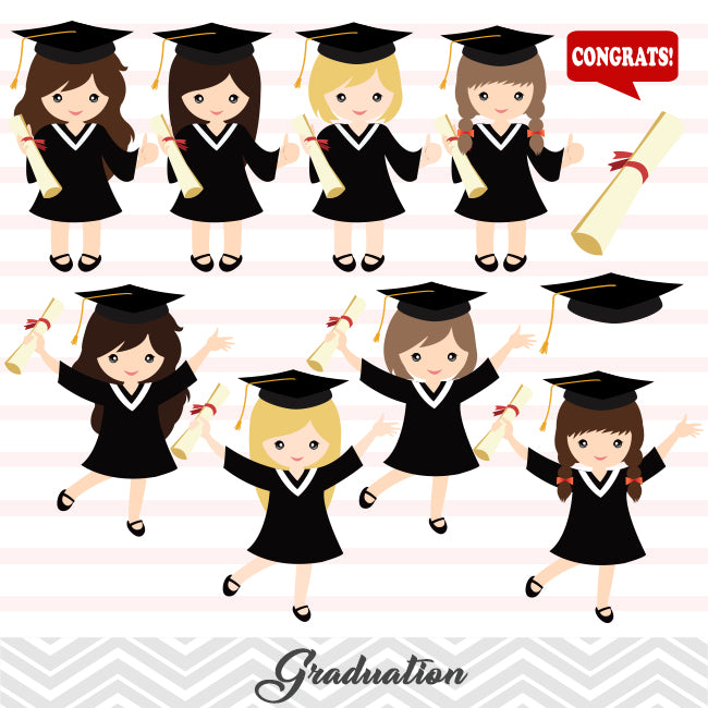 Graduation Girls Clip Art, Girls Graduate, Preschool Kindergarten ...