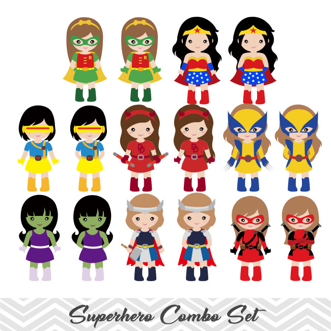 62 Superhero Boys and Girls Digital Clipart, Superhero Avengers – Tracy ...