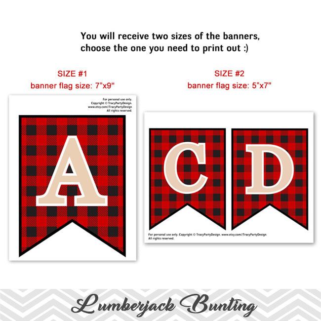 Printable Lumberjack Bunting, Digital Woodland Banner, Printable ...