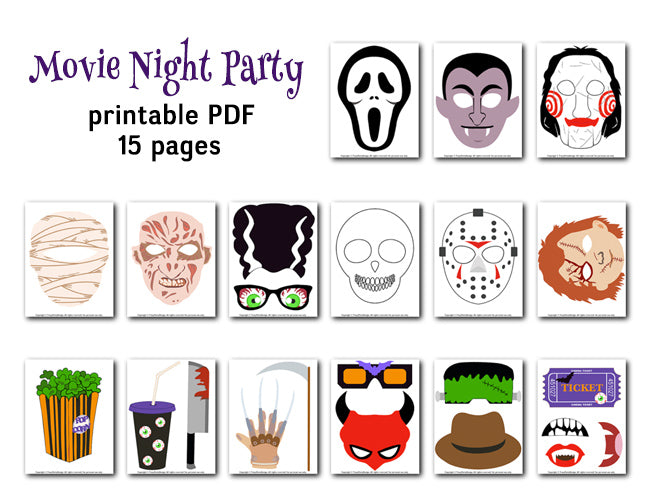 Horror Movie Night Photo Booth Props, Halloween Photo Booth Props ...