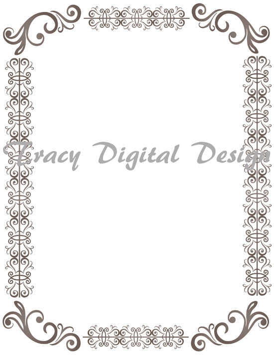 8 Grey Digital Full Page Border Clip Art, Full Page Border Clipart ...